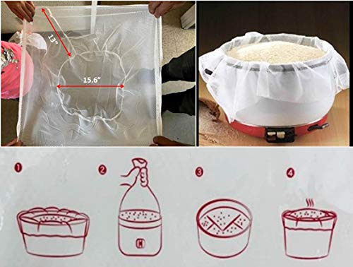 Sushi Rice Cooking Net Commercial Rice Cooker Net Napkin Polyester Reusable, Bag shaped, Bottom: 15.6" dia, Height: 13", 1 pcs per case