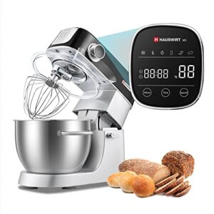 hauswrit electric stand mixer 5.3 qt 11 speed tilt-head dough mixer,top mounted digital touch screen,kitchen food mixer with egg whisk,dough hook,flat beater