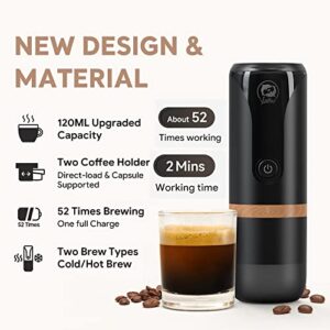 RECAFIMIL Portable Coffee Maker: 12V Travel Espresso Machine 12W, 9 Bar Pressure 2400mAh Rechargeable Battery for Camping, Driving, Home and Office (Machine Holder Portable)