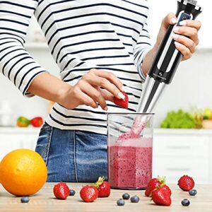 SOLTRONICS Multi Purpose Immersion Hand Blender Stick, Mixer, Chopper, 500W Turbo 8-Speed, Shake with Easy Grip Handle, Stainless Steel Blades for Smoothies, Puree Baby Food, Sauce and Soup, Black