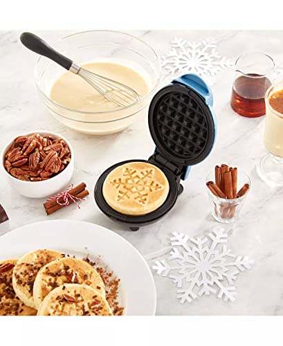 Snowflake Mini Waffle Maker Metallic Blue