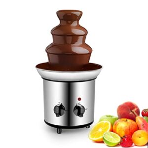 micnaron chocolate fondue fountain 3 tiers electric melting chocolate machine mini hot chocolate fondue pot stainless steel heated basin chocolate fountain for nacho cheese, bbq sauce, ranch, liqueurs