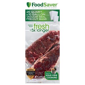 foodsaver fbsq25g10-np sous vide bags, medium, clear