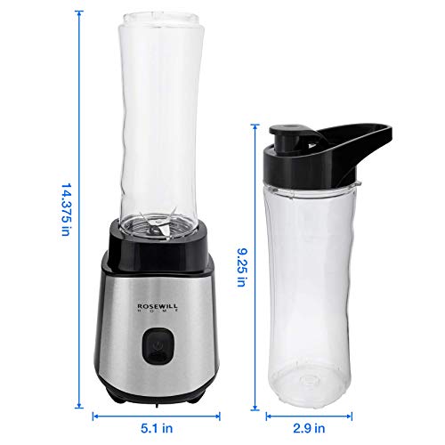 Rosewill RHBL-18002, 2 x 20 oz, Personal Blender with 2 Sport Bottles | Portable Blender for Smoothies and Shakes