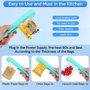 Mini Chip Bag Heat Sealer, Portable Food Sealer, Bag Resealer for Food Storage, Handheld Sealing Machine for Candy Bag, Pet Food Bag, Snack Bags, with Power Cable (No Battery Needed) - Mint