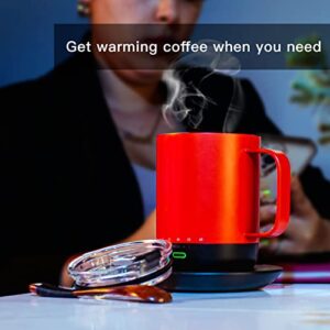 VSITOO Temperature Control Smart Mug with Lid, Coffee Mug Warmer with Mug for Desk Home Office, App Controlled Heated Coffee Cup, Self Heating Coffee Mug 14 oz, Electric Mug - Improved Design (Red)