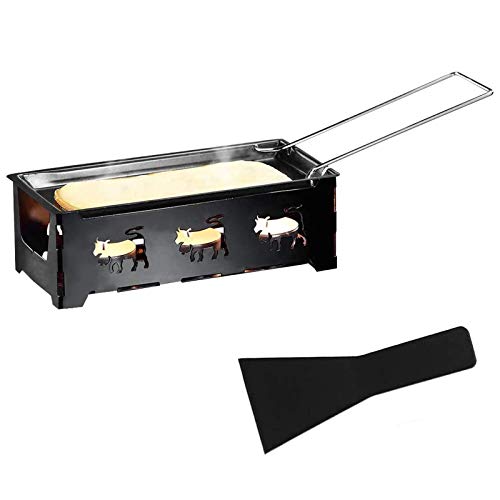 Cheese Raclette, Portable Foldable Non-Stick Candlelight Raclette Pan with Spatula Barbecue Home Kitchen Grilling Tool