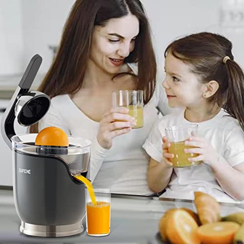 SiFENE Electric Citrus Juicer Machine Extractor, Stainless Steel Orange Juicer,2 cones for Lemons, Limes, Oranges,Grapefruit,with Soft Grip Handle and 150W motor, Easy to Clean, Anti-drip Spout