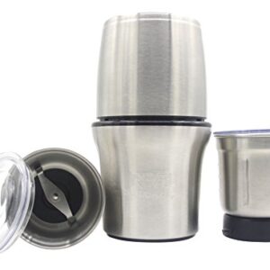 Revel CCM103 Stainless Steel Wet and Dry Coffee/Spice/Chutney Grinder with Two Bowls, Silver