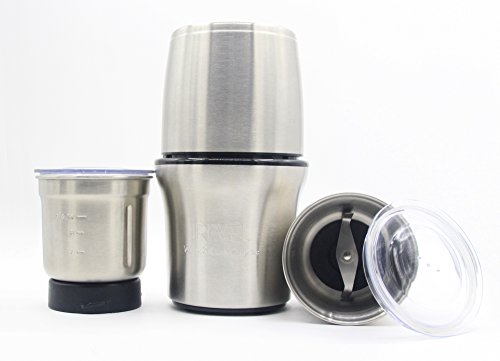 Revel CCM103 Stainless Steel Wet and Dry Coffee/Spice/Chutney Grinder with Two Bowls, Silver