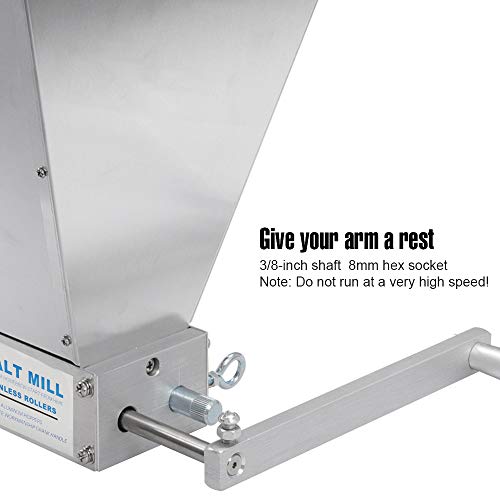 FERRODAY Malted Grain Mill Malt 2 Roller Stainless Steel Malt Crusher Heavy Duty Malt Mill Homebrew Grain Crusher Adjustable Barley Grinder Low Speed Drill Available Manual Malt Mill Malted Grain Mill