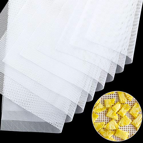 8 Pieces Silicone Dehydrator Sheets Mesh Dehydrator Trays Non-stick Food Fruit Dehydrator Mats Reusable Steamer Mesh Mat for Fruit Food Dryer Square 14 x 14 Inch