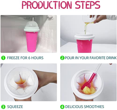 Slushy Maker Cup Squeeze Cup Slushy Maker Frozen Squeeze Cup Homemade Smoothie Cup Ice Cream Maker for Cola or Juice (Red + Blue)