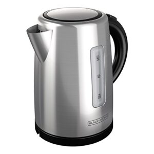 black+decker 1.7l cordless kettle, silver, ke2000sd