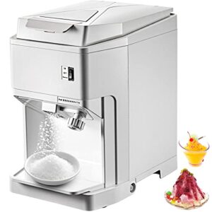 vevor ice shaver machine electric, snow cone machine commercial 265 lbs/h, shaved ice machine w/ice hopper & lid, 250w ice crusher w/drain pipe tabletop shaved ice maker w/adjustable fineness white