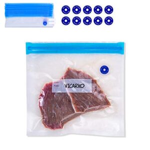 vicarko 30 vacuum zipper bags, vacuum sealer bags, food storage, reusable bags, with double layers, bpa free, 2.9l, 11.0 x 10.5″