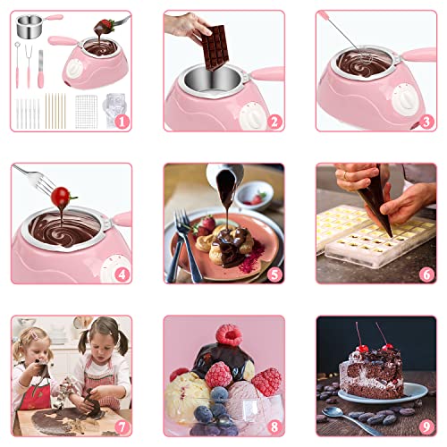 Outamateur Melting Fondue Set,MINI Electric Chocolate Melting Pot,Chocolate Fondue Fountain,Warmer Machine for Milk Chocolate,Cheese,Butter,Candy