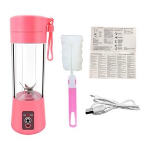 Portable Blender USB Rechargeable, Small Blender Single Serve, Personal Size Blender Travel Blender Juicer Cup 380ml (FDA, BPA free) (Pink)