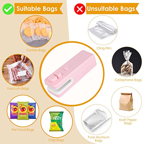 Mini Bag Sealer USB Rechargeable, 2 in 1 Heat Sealer and Cutter, Handheld Heat Vacuum Sealer for Plastic Bags Food Storage Snacks Freshness