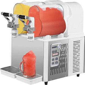 vevor slushy machine, 3l x 2 daiquiri machine commercial, single bowl frozen drink slush machine, white commercial slushie machine, 340w frozen slush machine, stainless steel home slush machine