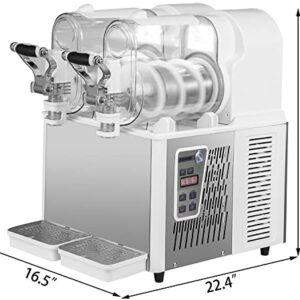 VEVOR Slushy Machine, 3L x 2 Daiquiri Machine Commercial, Single Bowl Frozen Drink Slush Machine, White Commercial Slushie Machine, 340W Frozen Slush Machine, Stainless Steel Home Slush Machine