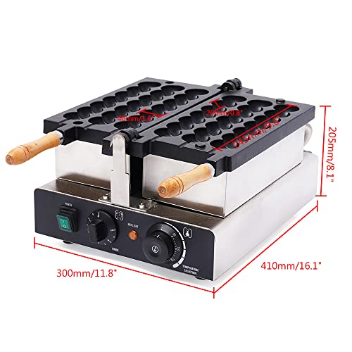 Commercial Electric Bubble Waffle Ball Machine - Rotating Waffle Nonstick Maker 1600W with Time & Temperature Control