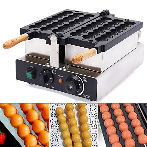 Commercial Electric Bubble Waffle Ball Machine - Rotating Waffle Nonstick Maker 1600W with Time & Temperature Control