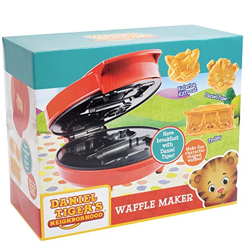 Daniel Tiger Waffle Maker Iron - Electric Nonstick Waffler Featuring 3D mini Character Shaped Waffles or Pancakes of Daniel Tiger, Caterina Kitty Cat & the Trolley - Fun for Themed Party, Make Breakfast Fun for Kids, Adults