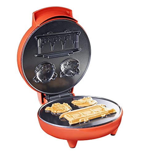 Daniel Tiger Waffle Maker Iron - Electric Nonstick Waffler Featuring 3D mini Character Shaped Waffles or Pancakes of Daniel Tiger, Caterina Kitty Cat & the Trolley - Fun for Themed Party, Make Breakfast Fun for Kids, Adults