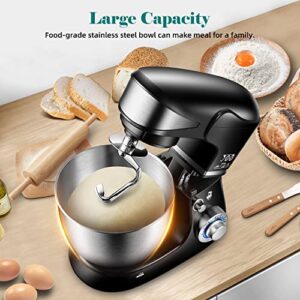 Stand Mixer Electric Stand Mixer Kitchen Mixer 6 Speeds 5.5QT Large Food-Grade Stainless Steel bowl/Dough Hook/Whisk/Beater/Splash Guard,for Baking,Bread,Cakes,Cookie,Pizza,Sauce,Cream