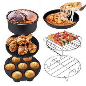 ultrean air fryer accessories, set of 6 fit all 5.8qt, 6qt air fryers, bpa free, non-stick, dishwasher safe, xl