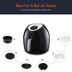 Ultrean Air Fryer Accessories, Set of 6 Fit All 5.8Qt, 6Qt Air Fryers, BPA Free, Non-Stick, Dishwasher Safe, XL