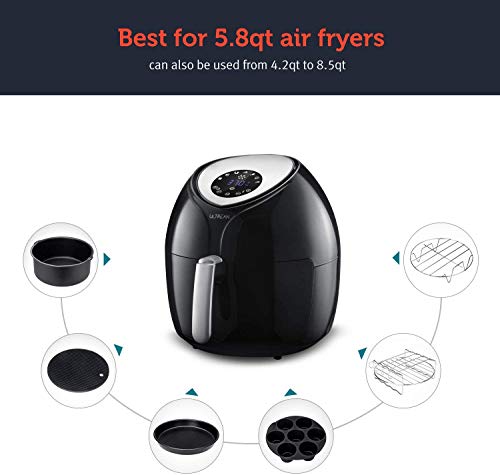 Ultrean Air Fryer Accessories, Set of 6 Fit All 5.8Qt, 6Qt Air Fryers, BPA Free, Non-Stick, Dishwasher Safe, XL