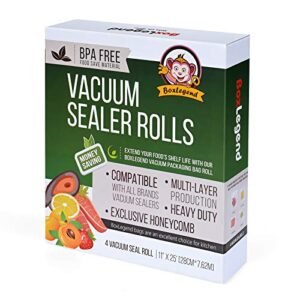 Vacuum Sealer Bags for Food Saver, 4 Pack 11" x 25'ft Commercial Grade Food Saver Vacuum Sealer Bags Rolls, Food Vac Storage & Seal, Meal Prep, Microwave & Freezer Safe, Sous Vide, Seal A Meal (100ft Total)