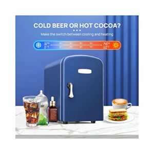 Mini Fridge 4 Liter AC/DC Energy Saving Cooler And Warmer Refrigerator, Portable Personal Fridge For Office, Car, Bedroom, 100% Freon-Free Great For Skincare, Fruit, Food, Medicine(Blue) - F…