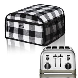 toaster cover 4 slice wide slot, toaster oven cover compatible with cuisinart, 4 slice bread cover, toaster dust covers with zipper pockets, buffalo check (cover only)