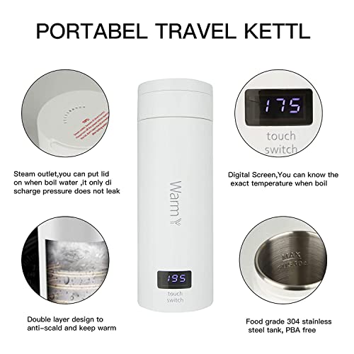 Portable Electric Kettle,Travel Electric Tea Kettle One Cup Hot Water Boiler Mini Kettle Automatic Shut Off, Small Personal Kettle for Travel and Coffee,4 Preset Heat Setting