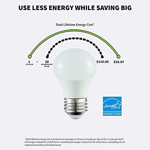 Sunlite 80218-SU LED A15 Refrigerator Light Bulb, 5.5 Watts (40W Equivalent), 450 Lumens, Medium Base (E26), Dimmable, Frosted Finish, UL Listed, Energy Star, 40K - Cool White, 1 Pack