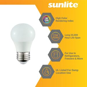 Sunlite 80218-SU LED A15 Refrigerator Light Bulb, 5.5 Watts (40W Equivalent), 450 Lumens, Medium Base (E26), Dimmable, Frosted Finish, UL Listed, Energy Star, 40K - Cool White, 1 Pack