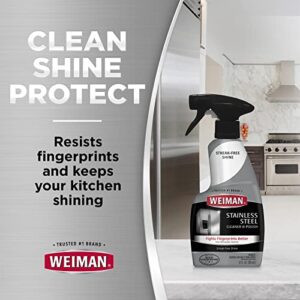 Weiman Stainless Steel Cleaner and Polish - Microfiber Cloth - Protects Appliances from Fingerprints and Leaves a Streak-Free Shine for Refrigerator | Dishwasher | Oven | Grill