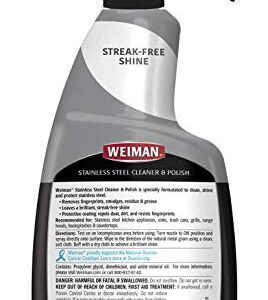 Weiman Stainless Steel Cleaner and Polish - Microfiber Cloth - Protects Appliances from Fingerprints and Leaves a Streak-Free Shine for Refrigerator | Dishwasher | Oven | Grill