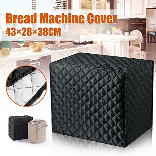 Bread Maker Cover 17x11x15 Inches, Clip Cotton Polyester Quilted Toaster Oven Dust Cover for Protect your Bread Machine or Kitchen Small Appliances, Hands or Machine Washable (Black)