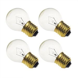 jslinter 40 watt appliance oven light bulb – high temp – 120v clear – 415 lumens – e26/e27 medium brass base – g45 4-pack