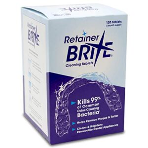 retainer brite tablets for cleaner retainers and dental appliances – 120 count