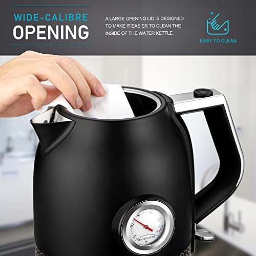 Kichele Electric Tea Kettle, 1.7L Hot Water Kettle, BPA Free Stainless Steel Water Boiler with STRIX Thermostat, Auto Shut off & Boil-Dry Protection For Tea, Coffee