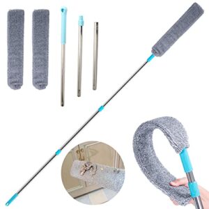 under appliance microfiber duster dust cleaning brush with extendable pole (31.5”-47.6”) retractable gap dust cleaner bendable removable washable gap duster for sofa bed furniture bottom