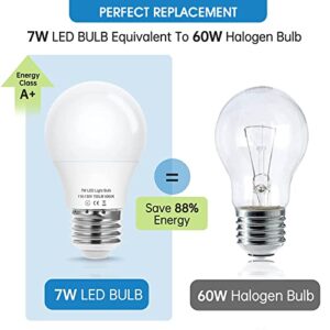 EvaStary 60W Equivalent Refrigerator Light Bulb, 7W 120V A15 Fridge Waterproof Appliance Fridge Light Bulbs, E26 Daylight White 5000K 700 Lumen for Home Bathroom Kitchen Lamp, Non-Dimmable, 2 Pack