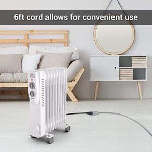 Clear Power 6 ft 14/3 Gray Air Conditioner/Major Appliance Indoor Extension Cord, Grounded Flat Plug, Perfect for AC Units and Major Appliances, DCIC-0002-DC