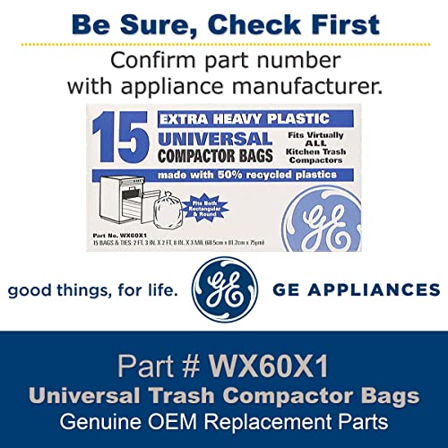 GE WX60X1 Genuine OEM Universal Trash Compactor Bags for GE Trash Compactors