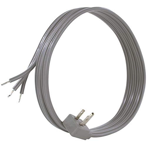 Certified Appliance Accessories 15-0346 15-Amp Appliance Power Cord, 6 Feet, 3 Wires, Grounded, Right Angle Plug Head, Gray